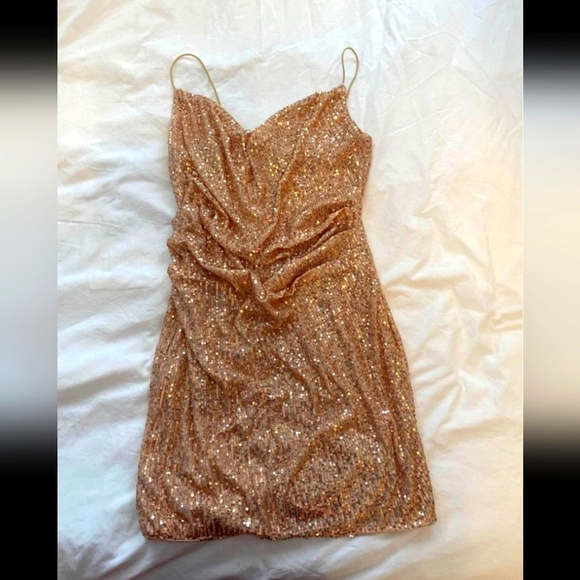 SHEIN | Dresses | Shein Gold Sequence Dress | Poshmark